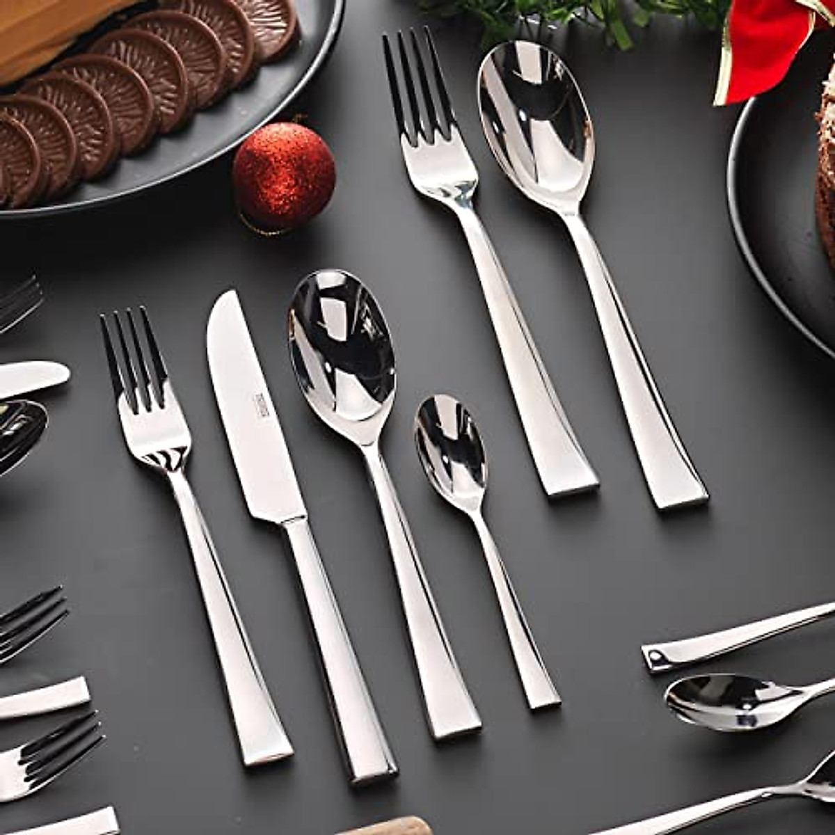 Thomas P501348 2-Piece Kitchen Dining Serving Cutlery Set, Stainless Steel, Includes Large Fork and Spoon, Easy Grip Handles, Ideal for Serving Salad, Pasta, Vegetables, Sharing Dishes