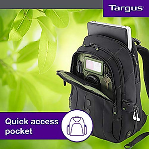 Targus EcoSpruce business Travel Laptop Backpack,15.6 inch EcoFriendly 27L waterprof work+school+computer laptop bag, Recycled fabric, MP3 Commuters rucksack, Briefcase Bag Women/ Men (TBB013EU) Black