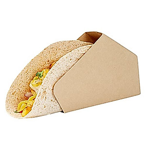 Restaurantware Bio Tek 6 .25 x 2 x 3.75 Inch Single Taco Holder 200 Greaseproof Stand Up Taco Holder - Large Self-Standing Kraft Paper Paper Taco Holder Freezable