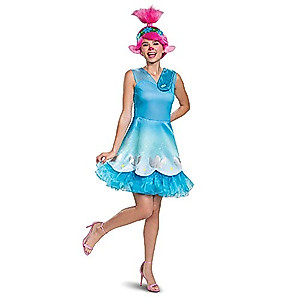 Disguise womens Poppy Costume, Official Trolls World Tour Movie and Headpiece Adult Sized Costumes, Blue, Small 4-6 US