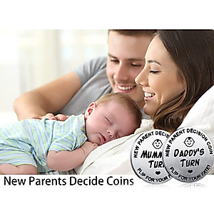 Decision Making Coin, New Parents Gifts Pregnancy Gifts for First Time Moms, New Dad Gifts, New Moms Gifts for Women,New Baby Gift for New Parents to Be Birthday Gift (2pcs)