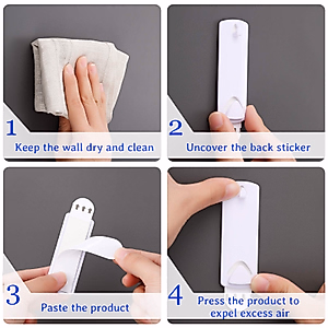 20 Pieces No Damage Picture Hangers Picture Hanging Kit Without Nails No Trace Adhesive Art Hanger for Bathroom Kitchen Home Door Closet, White (20 Pieces)