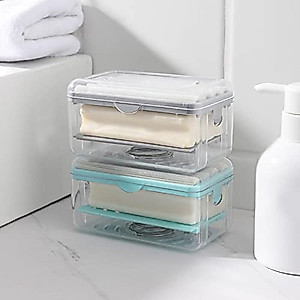 CYFANG Soap Tray Multifunctional Soap Tray Hands-Free Foaming Soap Tray Household Storage Box Drain Tray Lightluxuryblue