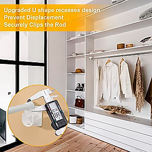 Adhesive Shower Curtain Rod Holder, Curtain Rod Bracket with Adhesive Pieces No Drilling Spring Tension Rod Retainer for Bathroom Kitchen Wardrobe | Rod End Diameter within 0.86inch 2pcs White