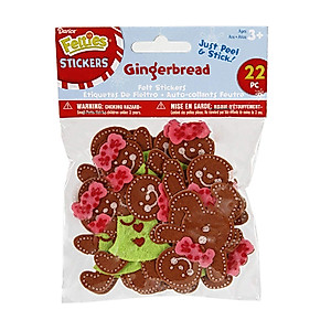 Christmas Holidays Felties Felt Snowmen & Gingerbread Stickers - 10pc Snowmen Stickers & 22pc Gingerbread Stickers - for Christmas Arts & Crafts, Stocking Stuffers, & More! - Bundle of 2-Items