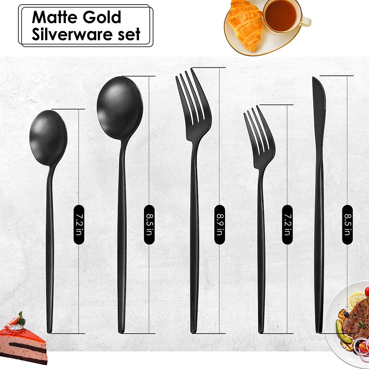 Bitadze Matte Silverware Set, 20-Piece Satin Finish Stainless Steel Modern Flatware Set Service for 4,Tableware Cutlery Set for Home and Restaurant,Wedding Gift Dishwasher Safe