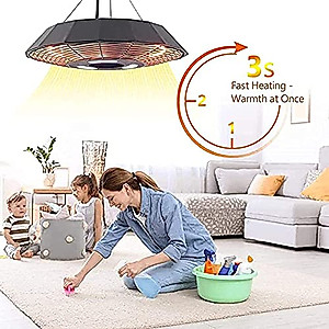 NaoSIn-Ni Outdoor Heater Patio Halogen Heaters,2000W Hanging Ceiling Mounted Heater 3 Gears Adjustable Electric Heating Lights for Indoor Garden Use