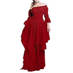 Renaissance Faire Accessories Women Ren Faire Pirate Dress Women Dress with Corset Built in Faerie Dress for Women Sales Today Deals Prime