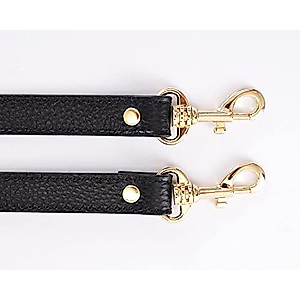 VanEnjoy Pair Full Grain Leather Replacement Strap For Handbags Purse Bags-26“Long,0.71"Wide (Black) (Black)