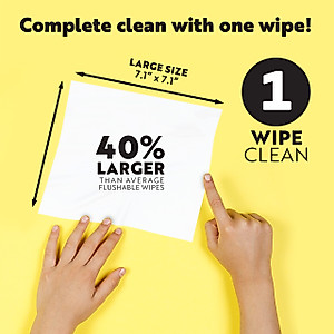 HEROLIFE Flushable & Biodegradable Baby Wipes, PlantBased, Hypoallergenic & FragranceFree, formulated with 99% water and plantderived ingredients ExtraLarge size 7.1” x 7.1” 3 packs of 40 wipes