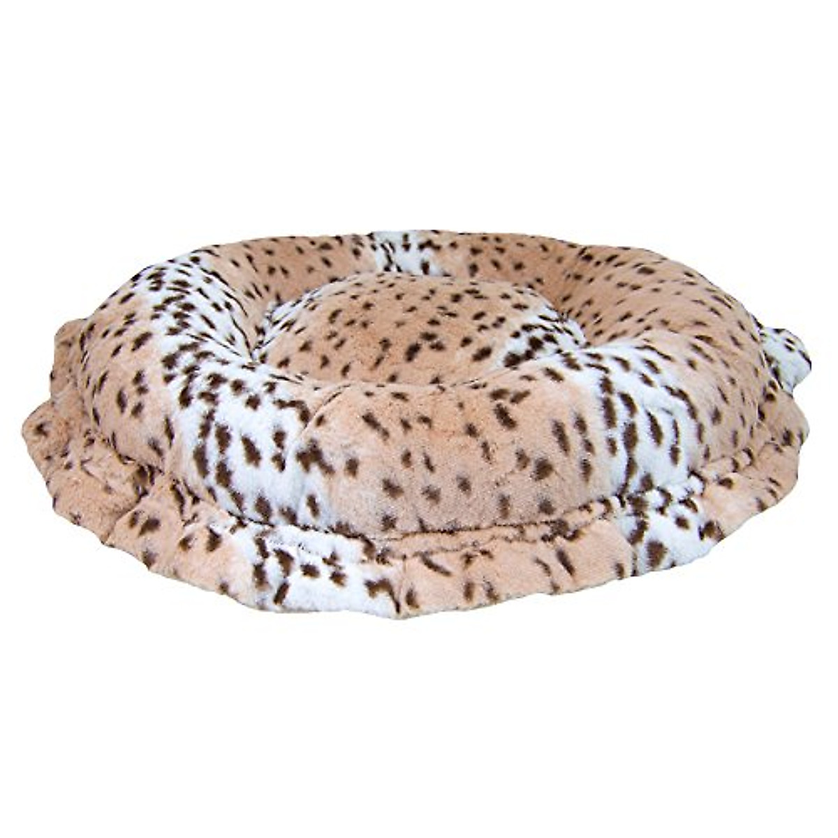 Bessie and Barnie Ultra Plush Aspen Snow Leopard/Blondie Shag Deluxe Dog/Pet Lily Pod Bed