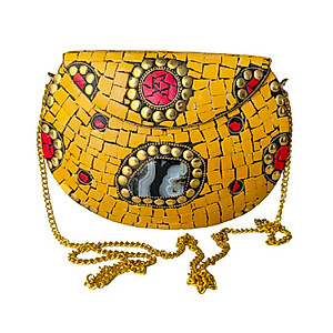 Metal Mosaic Yellow Clutch Bag