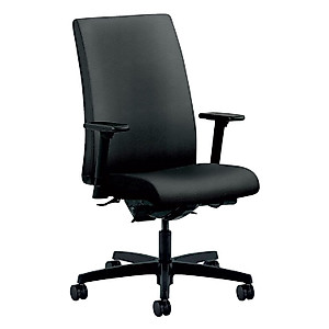 HON Ignition Series Mid-Back Work Chair - Upholstered Computer Chair for Office Desk, Onyx (HIWM3)