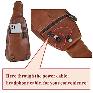 YUAN FAN Mens Crossbody Bag Shoulder Casual Daypacks Chest Bags,Genuine Leather Small Sling Bag for Travel