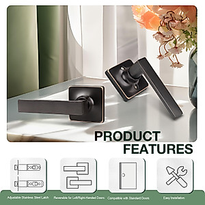 GOBEKOR 5 Pack Interior Door Handles Oil Rubbed Bronze Passage Door Lever Handles Closet Door Handles with Lock Bronze Door Handles