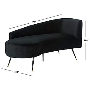 Safavieh Home Evangeline Glam Black Velvet Parisian Settee Loveseat