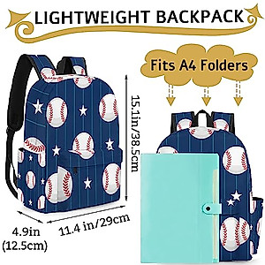 Bardic Backpack for Kids Kindergarten Boys Girls Backpack Metal Double Zipper Lightweight School Bookbag Travel Backpack - Baseball Pattern