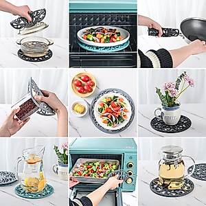 Nstezrne Trivets for Hot Dishes, Silicone Hot Pads for Kitchen Counter, Trivets for Hot Pots and Pans, Multi Purpose Heat Resistant Mats for Table and Countertops, Silicone Trivet Mat Set 3 White