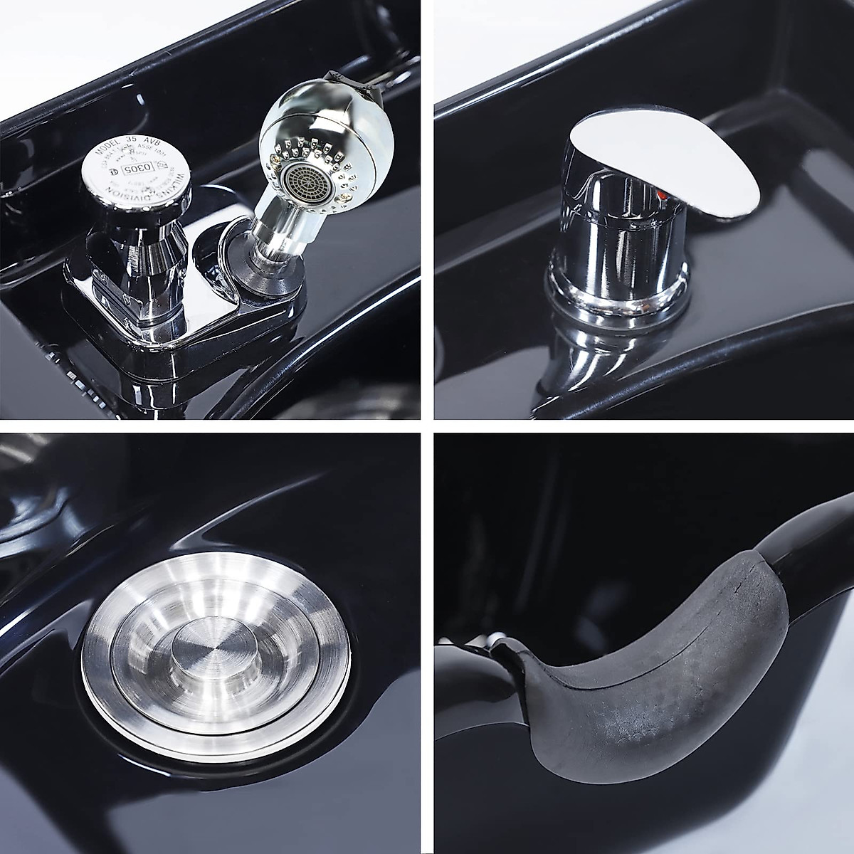 Toriexon Shampoo Bowl for Salons, Black ABS Plastic Shampoo Sink for Home, Easy to Clean and Install Salon Shampoo Bowls for Hair Stylist