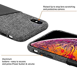 Lopie [Sea Island Cotton Series] Slim Card Case Compatible for iPhone X/10 2017, Fabric Protection Cover with Leather Card Holder Slot Design, Black