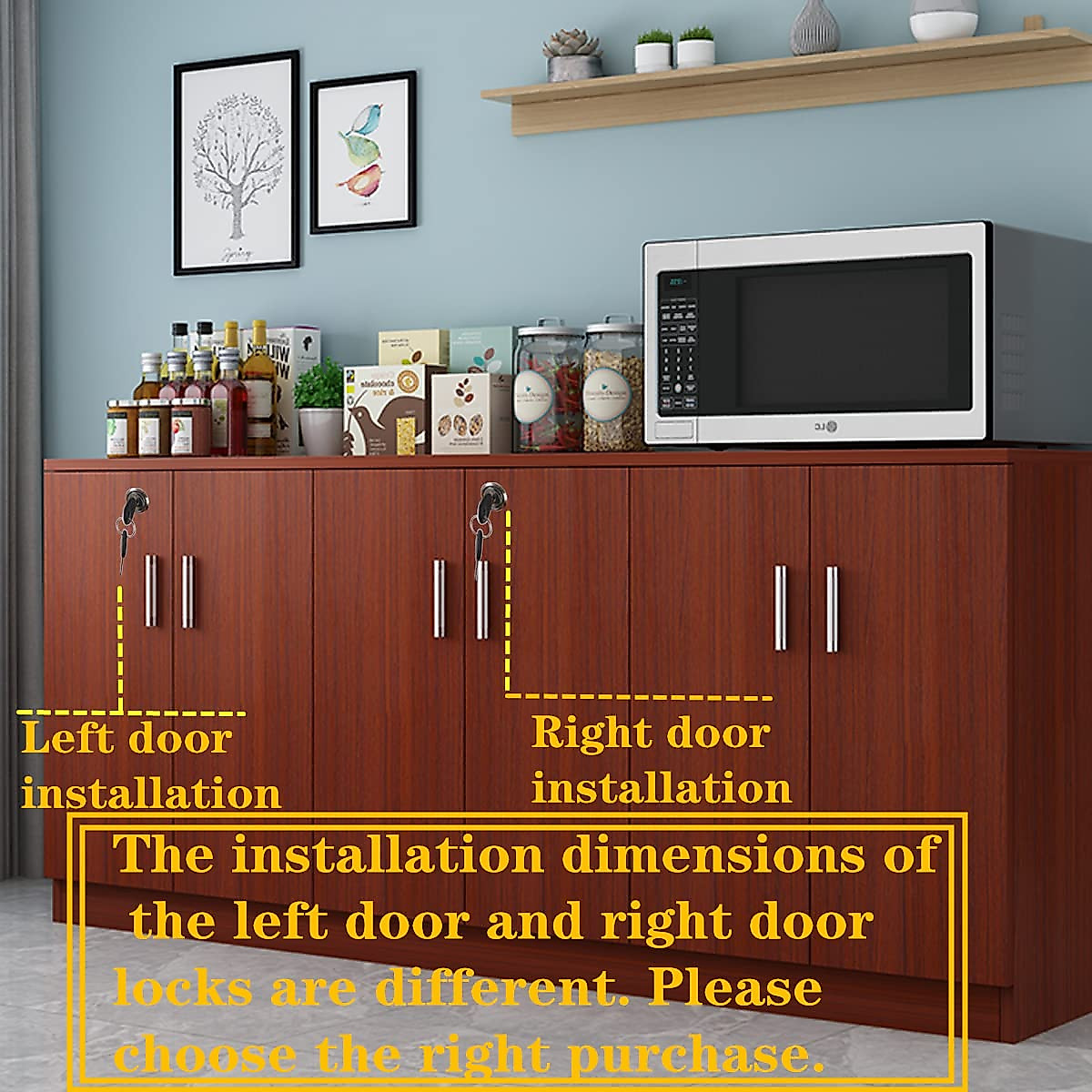 Double Door Cabinet Lock Cabinet Drawer Lock [Keyed Alike] ​Double Deadbolt Door Lock [Right Side Door Mount]. Drill Diameter 3/4"/19mm for (3/5"-/15mm -7/8"-/22mm) Door Panels (1 Pack)