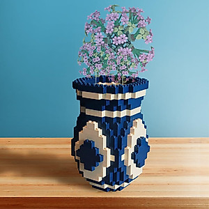 Flower Vase Building Kit, DIY Bricks Bottle Model Compatible with Lego Flower Set and Any Flower Bouquet Set, A Unique Flower Container, Creative Project for Adults Girls Christmas, 287 Pcs,VASE ONLY