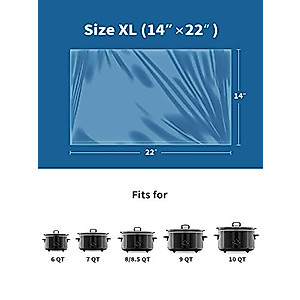 [NEW] KOOC Disposable Slow Cooker Liners and Cooking Bags, Extra Large Size Fits 6QT - 10QT Pot, 14"x 22", 1 Pack (10 Counts), Fresh Locking Seal Design, Suitable for Oval & Round Pot, BPA Free