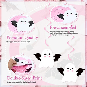 Halloween Ghost Hanging Swirl Decoration, Pink Halloween Ghost Boo Party Hanging Decorations for Halloween Boo Baby Shower, Halloween Birthday Decorations, Halloween Trick Or Treat Party Supplies