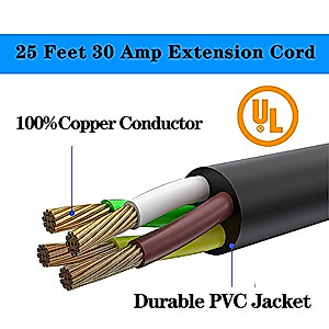 S7 25FT 30Amp NEMA 10-30P/10-30R 3 Prong Dryer Extension Cord with Heavy Duty Thick Anti-Weather Outdoor Extension Cord