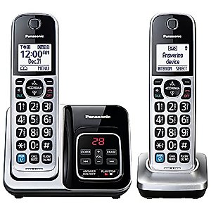 Panasonic Cordless Phone System, Bluetooth Pairing for Wireless Headphones and Smart Call Block and Bilingual Talking Caller ID, 2 Handsets Expandable up to 6 Cordless Handsets - KX-TGD892S (Silver)