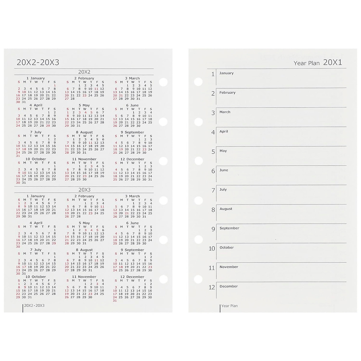 Maruman LS473-24 Notebook, Refill, 2024, Mini Data Plan, Monthly Block, Begins with January 2024