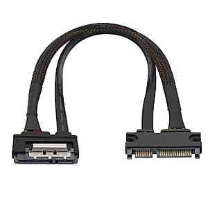 GELRHONR 22Pin SATA Power Extension Cable,22 Pin（7+15） Sata Male to Female Data and Power Combo Extension Cable with Locking Latch,for HDD,SSD,Optical Drives, DVD Burners, PCI Cards-0.3M(6Gbps/s)