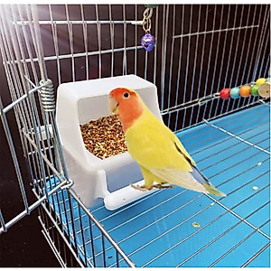 BRYHZKCM Small Bird Slot Feeder No Mess Cage Hanging Feeder Cup Plastic Food & Water Dispenser Bowl，(2 Pieces)