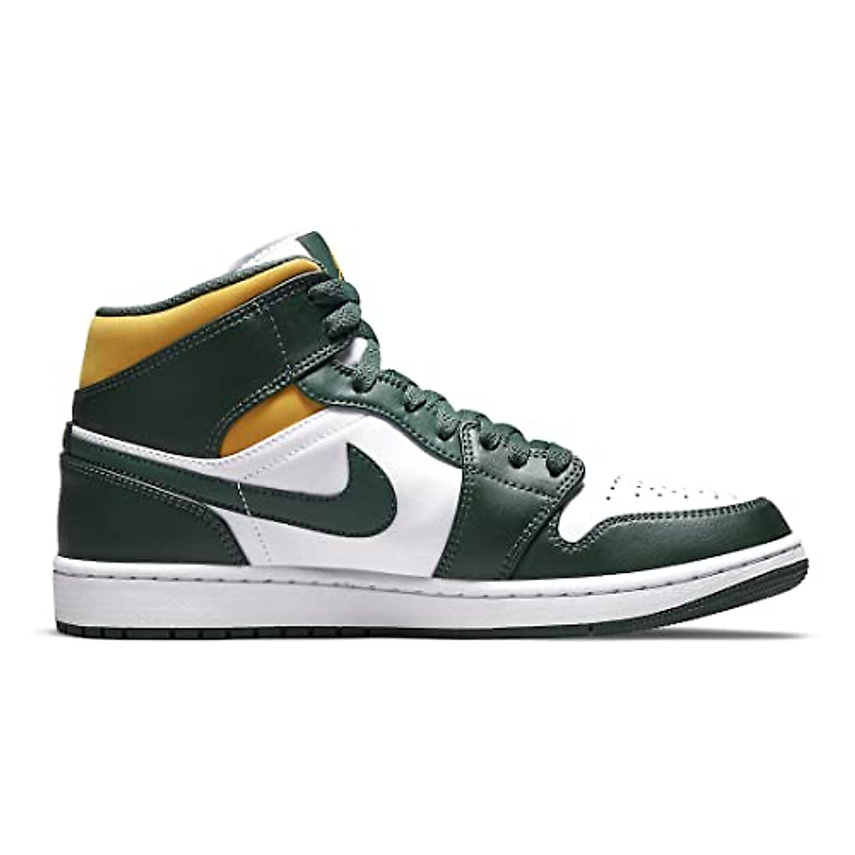 Nike Men's Air Jordan 1 Mid Sneaker, Noble Green/Pollen-white, 13