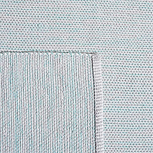 SAFAVIEH Montauk Collection Area Rug - 8' x 10', Turquoise & Grey, Flat Weave Farmhouse Boho Cotton Design, Easy Care, Ideal for High Traffic Areas in Living Room, Bedroom (MTK701K)