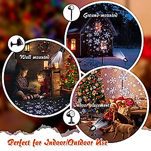 Christmas Projector Lights Outdoor & Indoor, 【2 Packs】 Snowflake Projector Lights, IP65 Waterproof LED White Snowfall Christmas Lights, Perfect for Xmas Party Wedding Garden Patio Decoration