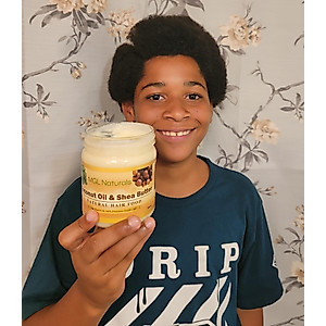 MGL Naturals Coconut Oil and Shea Butter Natural Hair Food made with organic ingredients. Nourish and moisturize hair for growth, softness, shine, manageability and protect against hair damage.