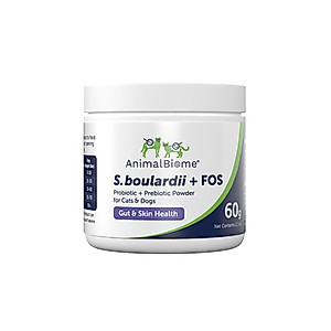 AnimalBiome Pet Probiotics - S. boulardii + FOS Probiotic and Prebiotic Powder for Dogs and Cats 60g