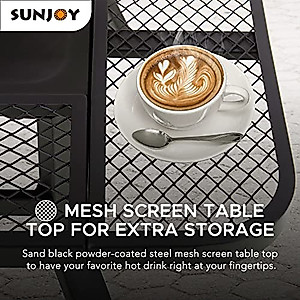 Sunjoy 38 in. Fire Pit for Outside, Square Wood Burning Firepit Large Steel Fire Pits with Adjustable Cooking Swivel BBQ Grill and Fire Poker Black