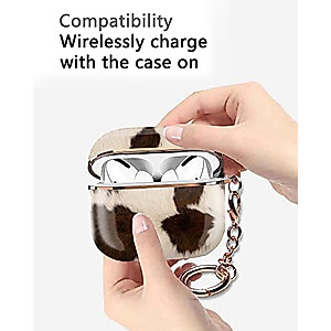 Txocouk for Airpods Pro 2 Case Protective Shockproof Hard Case with Keychain Cute AirPods Pro 2nd Generation Case air pods case for Girls and Women and Men Cow Hide Farm Animal Brown Cowhide Skin
