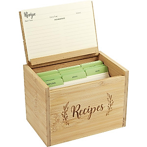 Bamboo Recipe Box Set (includes 50 recipe cards and 24 dividers)