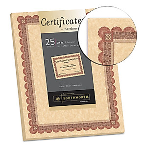 Southworth CT5R Parchment Certificates Copper w/Red & Brown Border 24 lbs 8-1/2 x 11 25/Pack