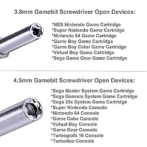 Gamebit Screwdriver, EMiEN 4.5mm 3.8mm Gamebit Screwdriver,Double-End Bit Security Gamebit Screwdriver Kit For Opening NES,SNES,N64,GameBoy,GameCube,Virtual Boy,Sega,Nintendo Consoles,Game Cartridges