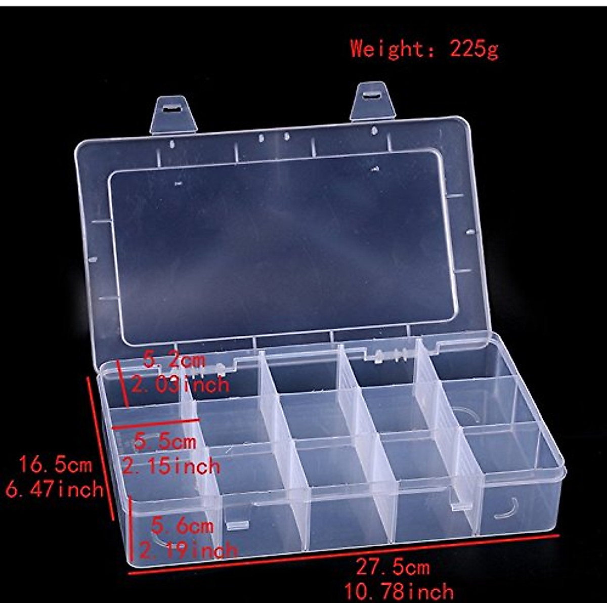 DJUNXYAN Large Transparent Thick Hard 15 Grids Adjustable Compartment Slot Plastic Hobby Craft Storage Box Case Raft Storage Box Organizer with Snap-Lock Tray Container (L 15 Girds, White6)