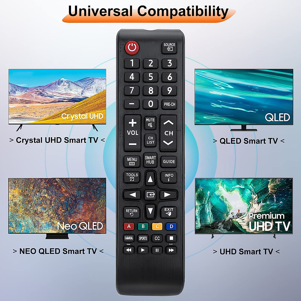 (2 Pack) Universal Remote for Samsung TV Remote, Replacement Remote for Samsung Smart TV, LED LCD HDTV QLED SUHD UHD 4K 3D Series