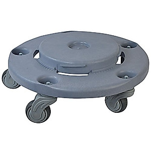 Janico 1041 Quiet Trash Can Dolly, Non Marking Casters, Round, 18"x18"x6", Grey