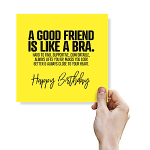 Punkcards - Friend Birthday Card Female - 'A Good Friend Is Like A Bra' - Best Friend Birthday Card - Birthday Card Friend Female - Special Friend Birthday Card