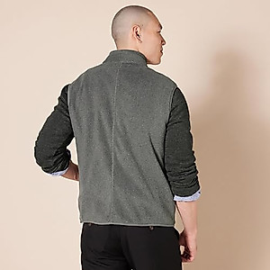 Amazon Essentials Men's Full-Zip Polar Fleece Vest (Available in Big & Tall), Charcoal Heather, Large