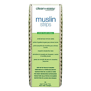Clean + Easy Small Facial Muslin Wax Strips for Hair Removal, Pre-Cut Durable Muslin Epilating Strips to Remove Unsightly Hairs from the Face - 1 3/4" X 4 1/2", 100 count