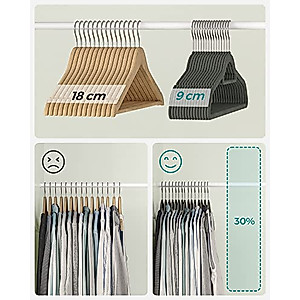 SONGMICS Velvet Hangers, 50 Pack, Ultra Thin Space Saving, Non-Slip Coat Hangers with Tie Organizer, 360 Degree Swivel Hook, Grey CRF50V